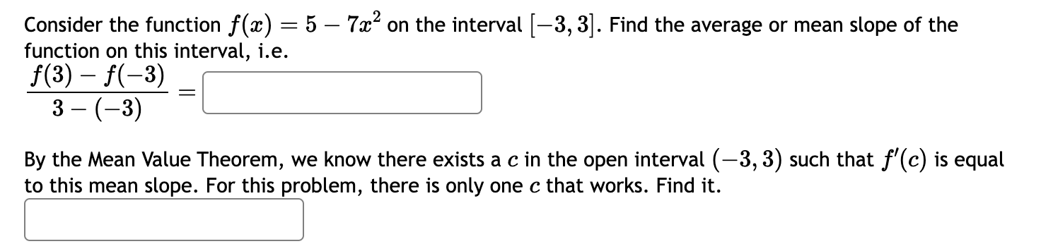 Solved Consider the function f(x)=5-7x2 ﻿on the interval | Chegg.com