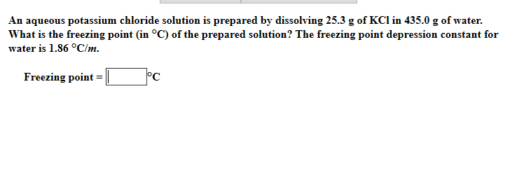 Solved An aqueous potassium chloride solution is prepared by | Chegg.com