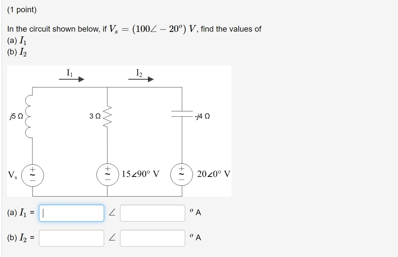 Solved In the circuit shown below, if Vs=(100∠−20o) | Chegg.com