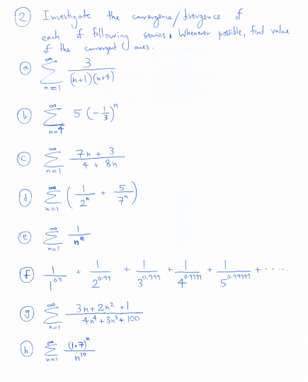 Solved Investigate the the convergence / divergence of each | Chegg.com