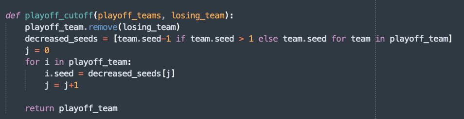 Solved def playoff_cutoff(playoff_teams, losing_team) : | Chegg.com