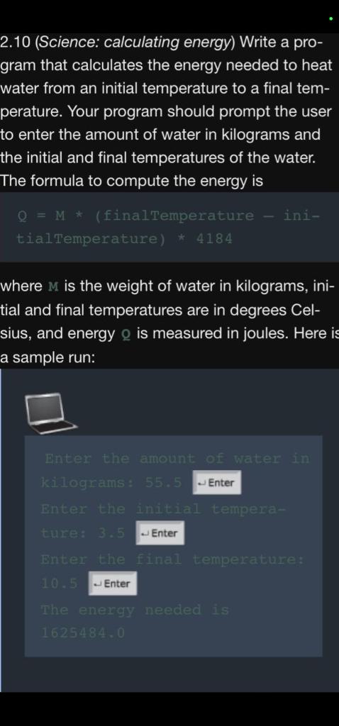 Solved 2.10 (Science: calculating energy) Write a program | Chegg.com