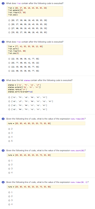 Solved What does 115 contain after the following code is | Chegg.com