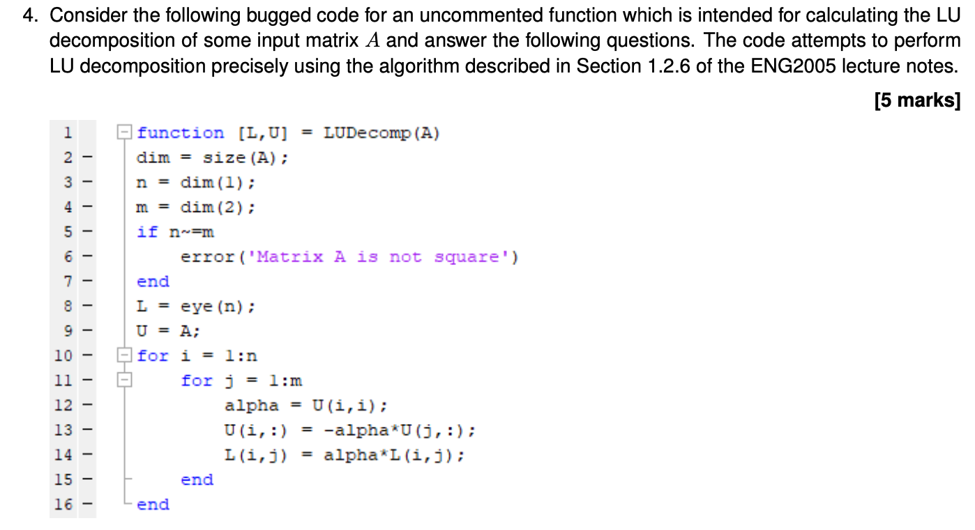 Solved 4. Consider the following bugged code for an | Chegg.com