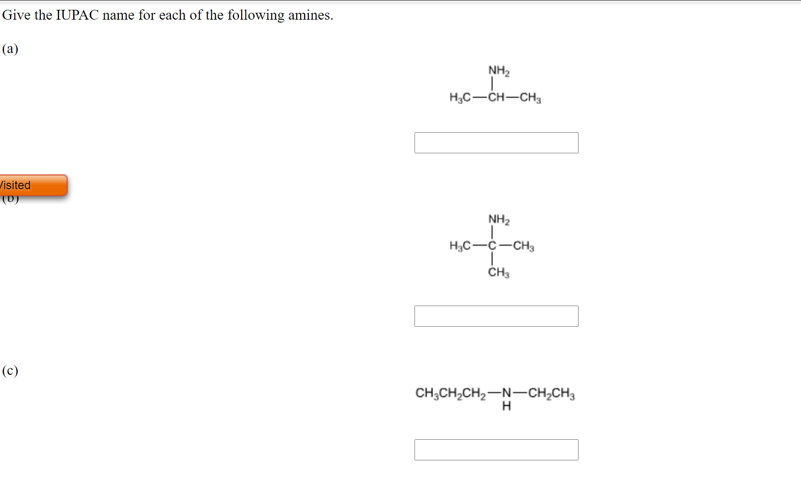 Solved Give the common name for each of the following amines | Chegg.com