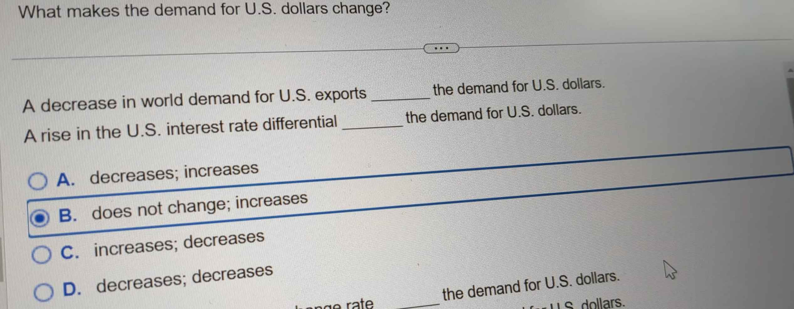 Solved A decrease in world demand for U.S. ﻿exportsthe | Chegg.com