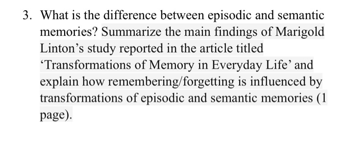 Solved 3. What is the difference between episodic and | Chegg.com