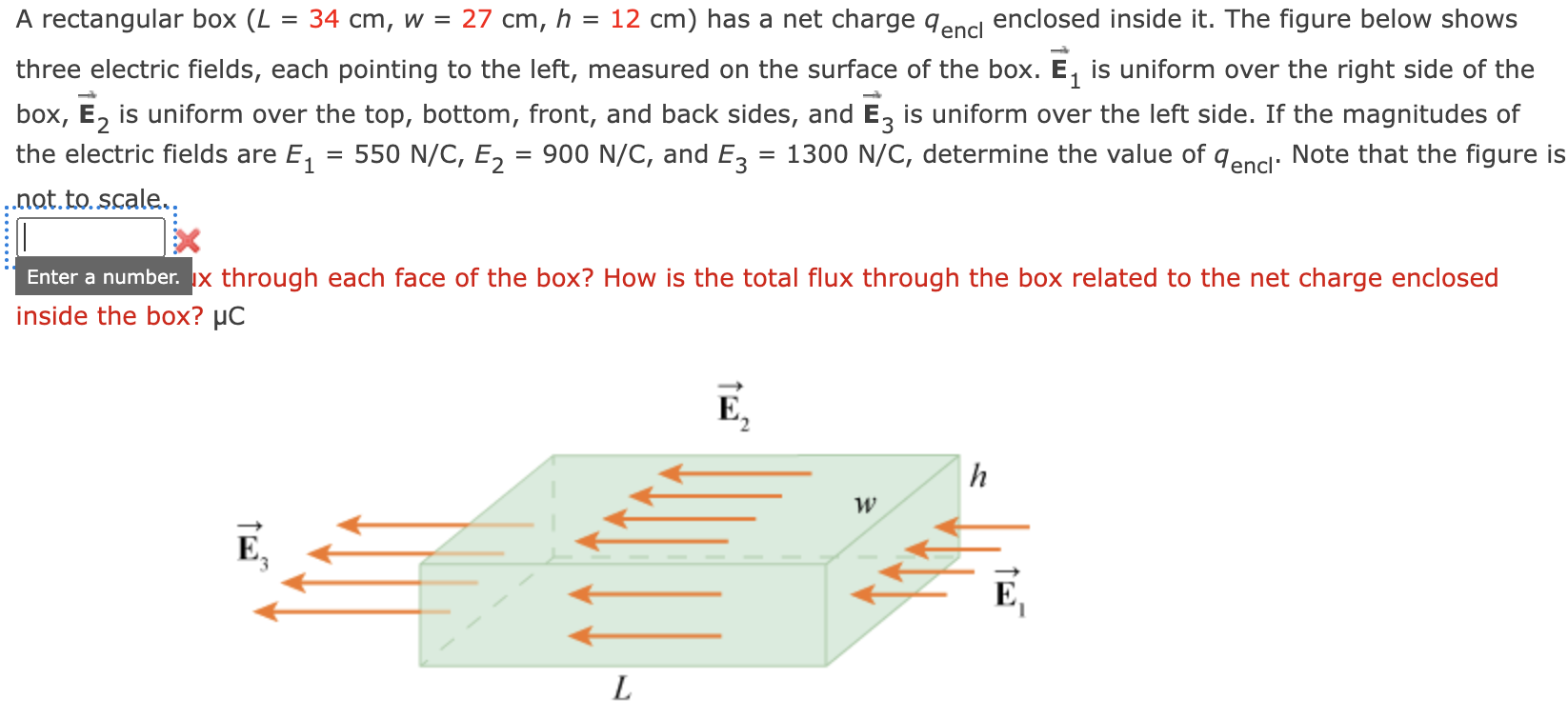 Solved A rectangular box (L=34 cm,w=27 cm,h=12 cm) has a net | Chegg.com
