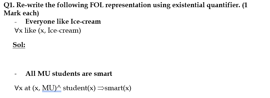 Solved Q1. Re-write the following FOL representation using | Chegg.com