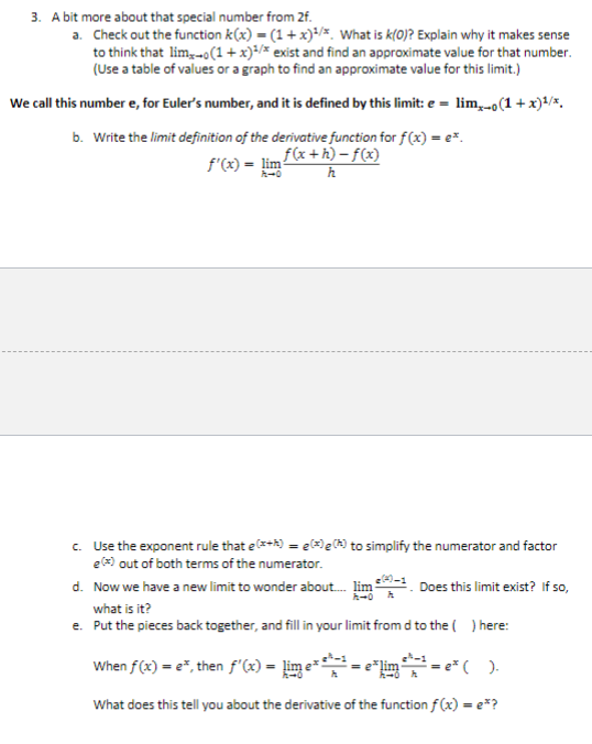 3. A bit more about that special number from 2f. a. | Chegg.com