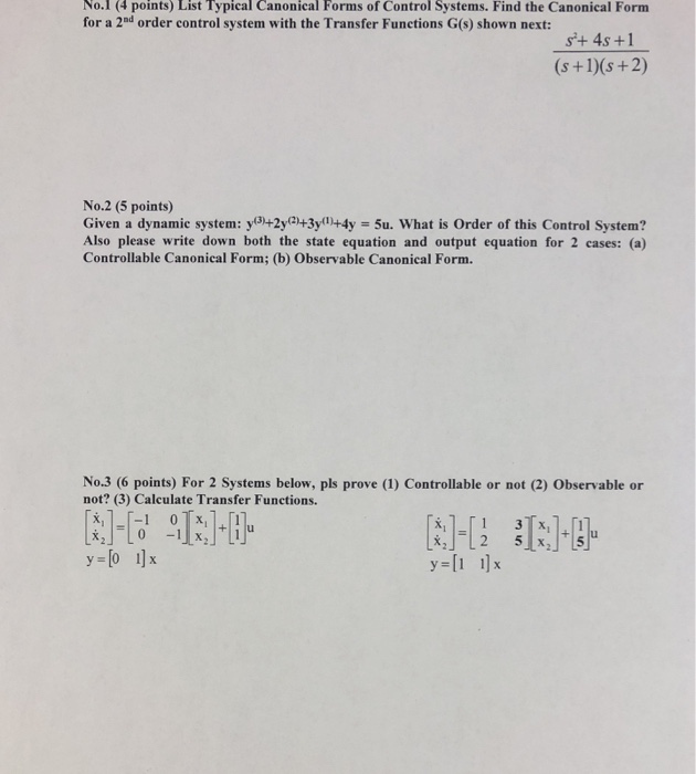 Solved No.1 (4 points) List Typical Canonical Forms of | Chegg.com