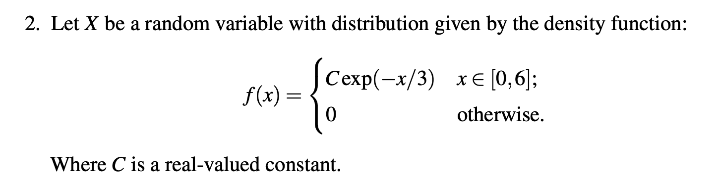 Solved 2. Let X be a random variable with distribution given | Chegg.com