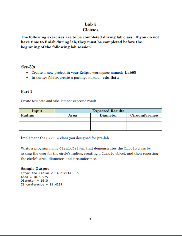 Solved Lab 5 Classes The following exercises are to be | Chegg.com