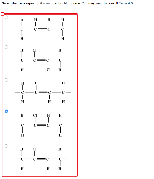 Solved Select the trans repeat unit structure for | Chegg.com