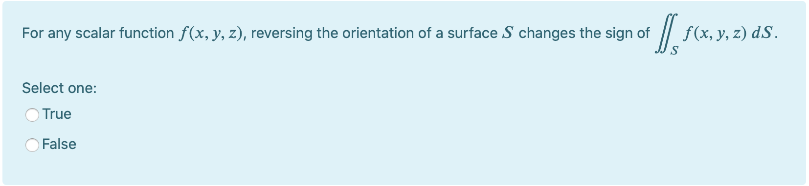 Solved For any scalar function f(x, y, z), reversing the | Chegg.com