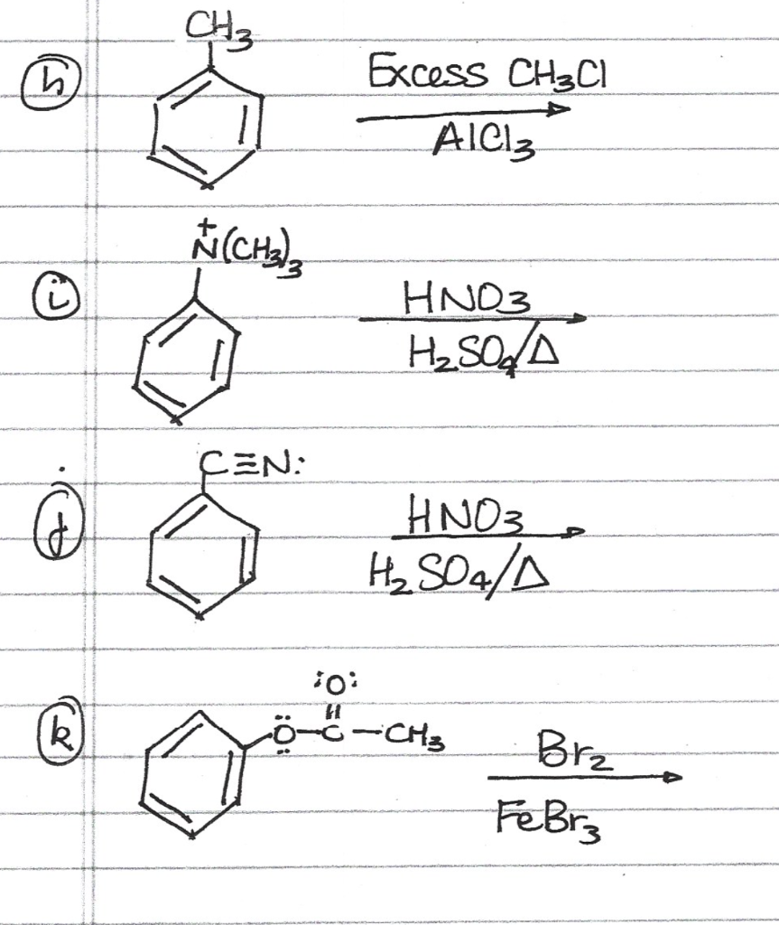 Solved Excess CH3CI AICI: Nichay HNO3 H2SODA CEN: HNO3 | Chegg.com