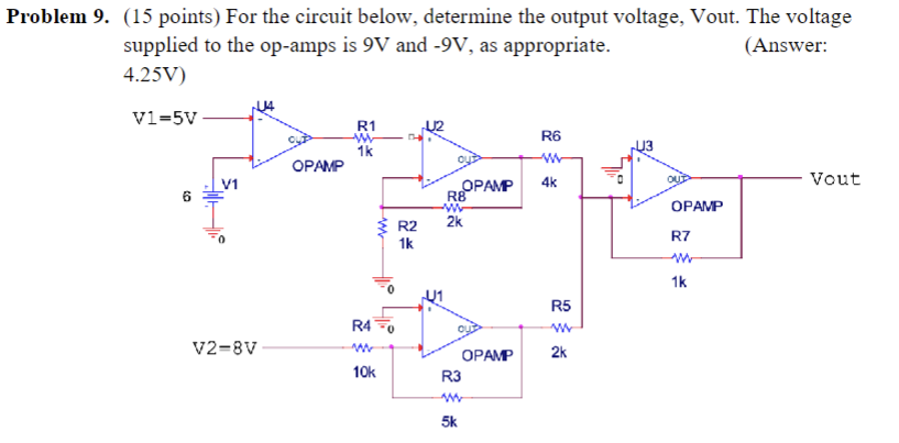 Solved Problem 9. (15 ﻿points) ﻿For the circuit below, | Chegg.com