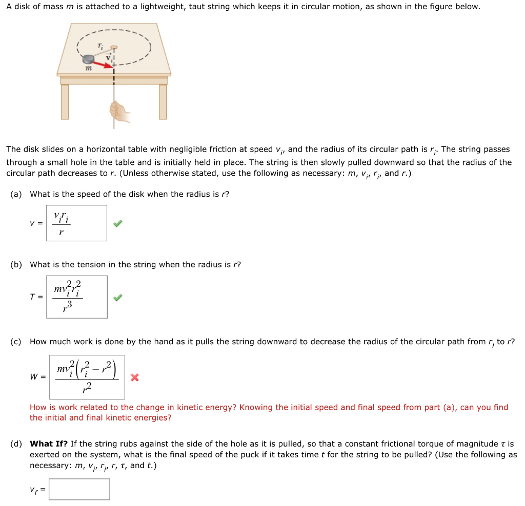 Solved A disk of mass m is attached to a lightweight, taut | Chegg.com