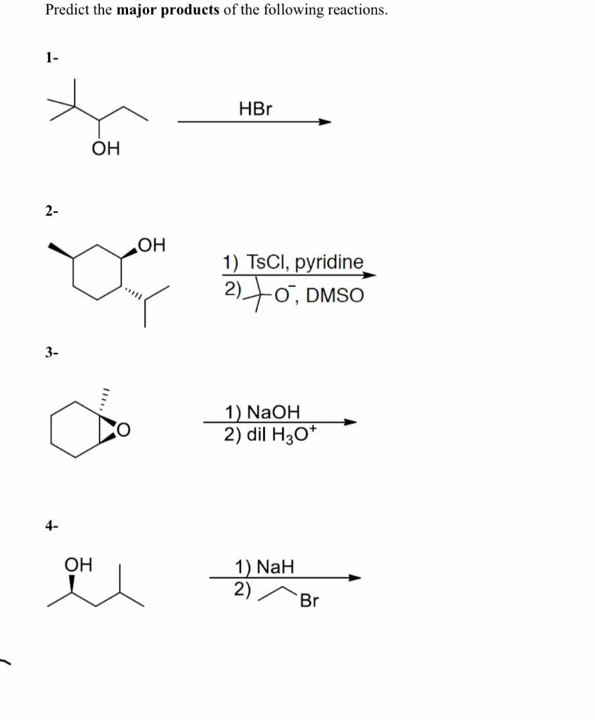 Solved Predict the major products of the following | Chegg.com