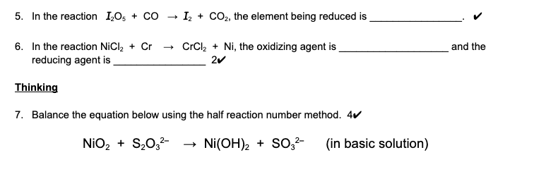Solved 5. In the reaction I2O5+CO→I2+CO2, the element being | Chegg.com