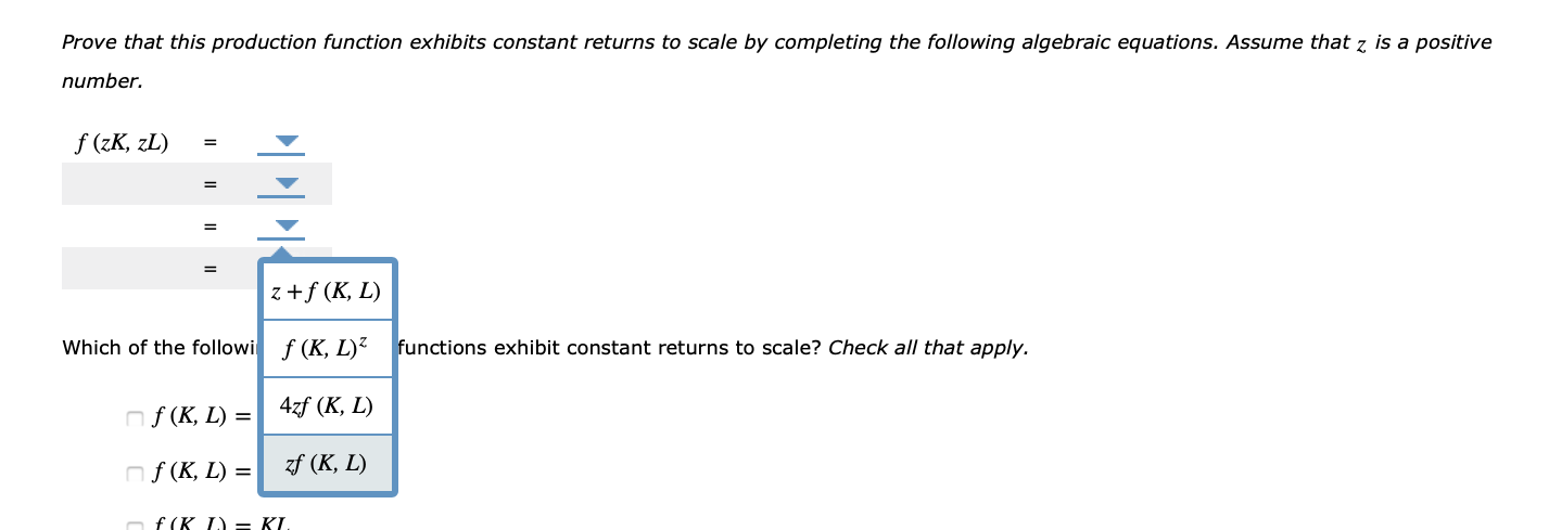 Solved 5. Proving constant returns to scale A production | Chegg.com