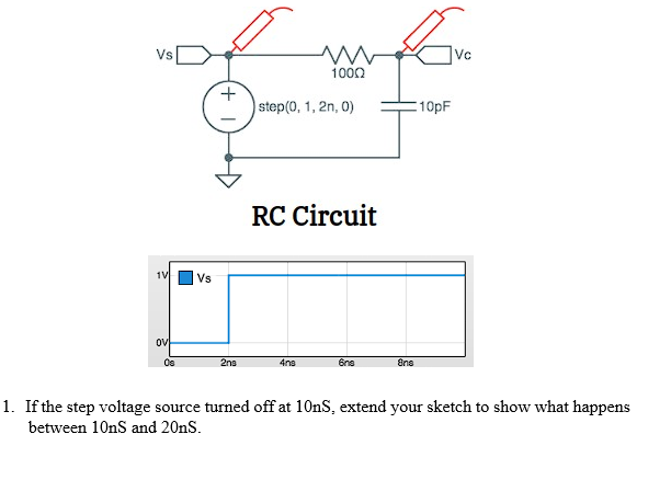 Solved RC Circuit If the step voltage source turned off at | Chegg.com