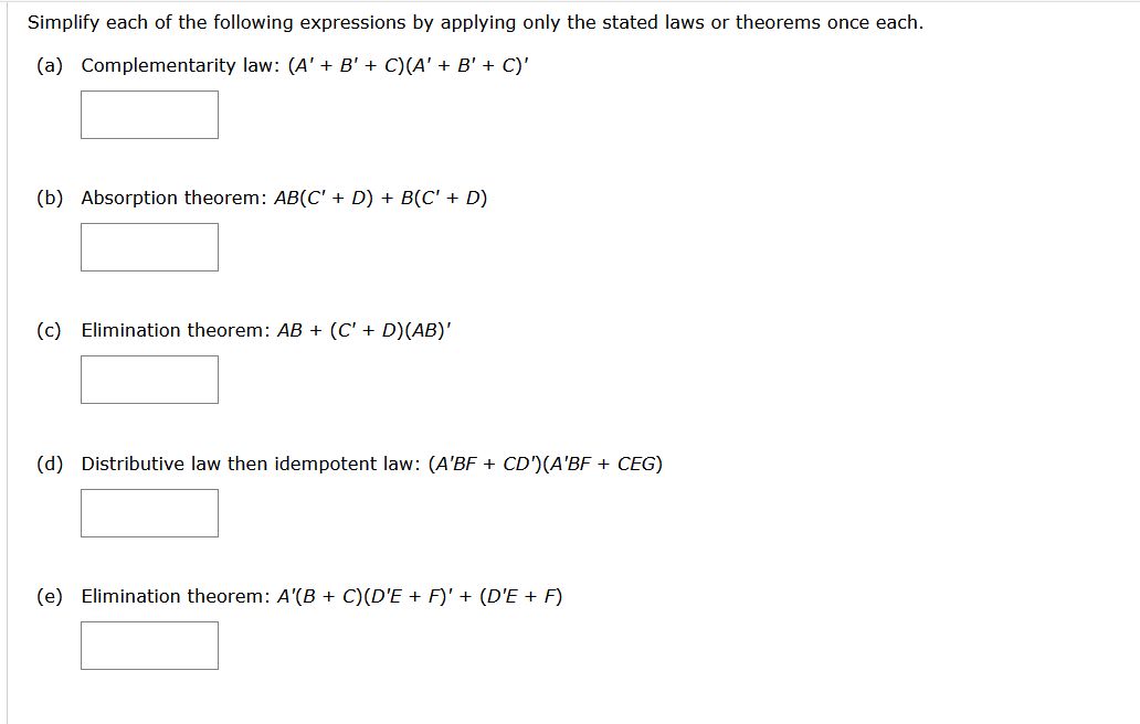 Solved Simplify the following expressions to a minimum sum | Chegg.com