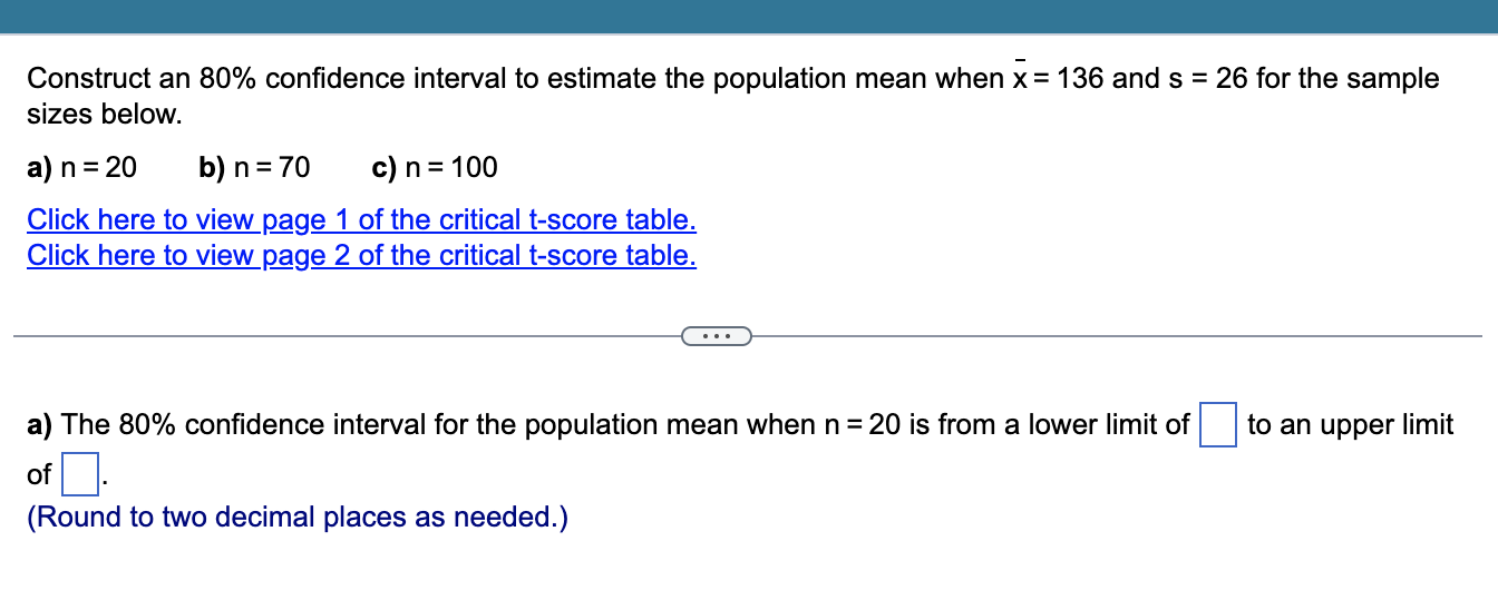 Solved Construct an 80% confidence interval to estimate the | Chegg.com