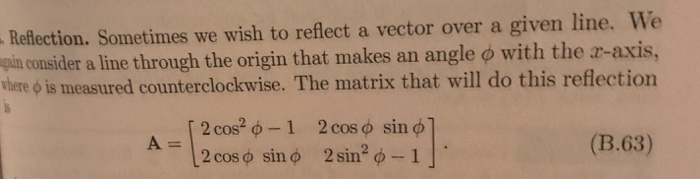 Solved 11. Consider the reflection matrix given in Equation | Chegg.com