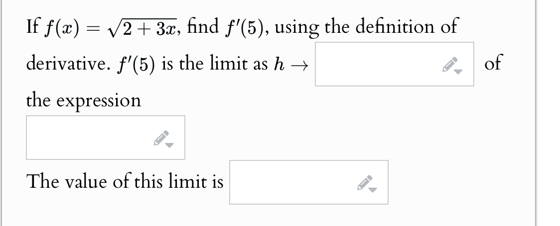 Solved If f(x)=2+3x2, ﻿find f'(5), ﻿using the definition | Chegg.com