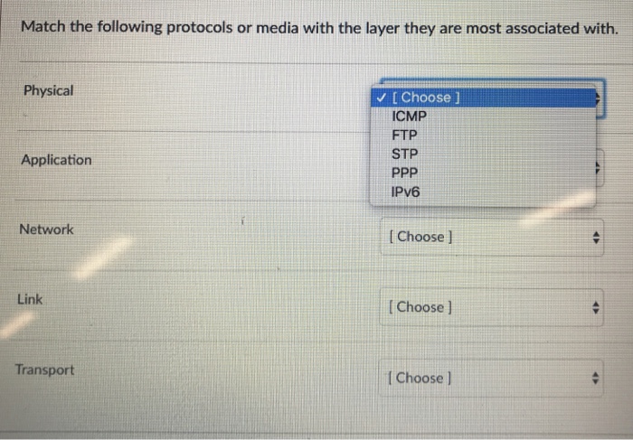 Solved Match the following protocols or media with the layer | Chegg.com