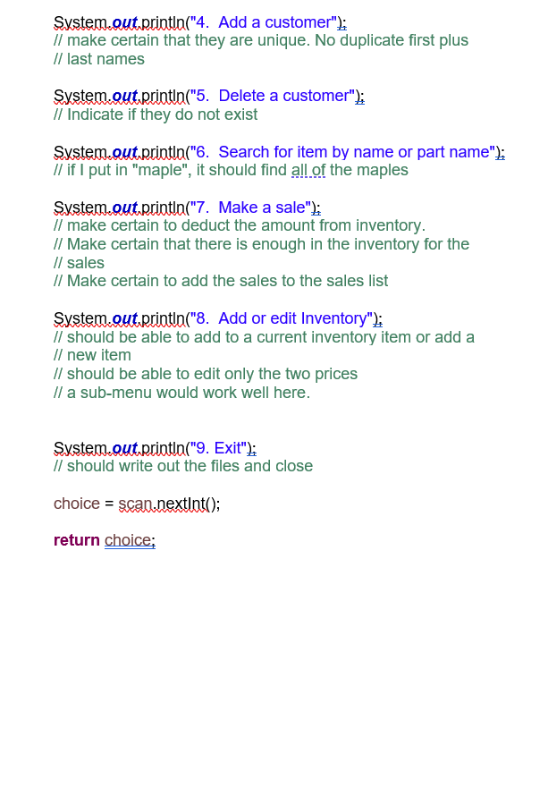 Added the full code for Menu Info which I am trying | Chegg.com