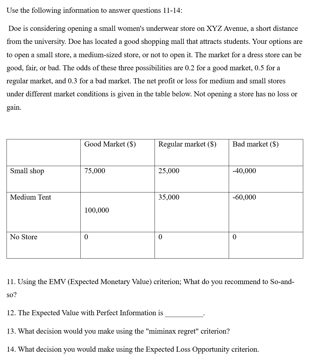 Solved Use the following information to answer questions | Chegg.com