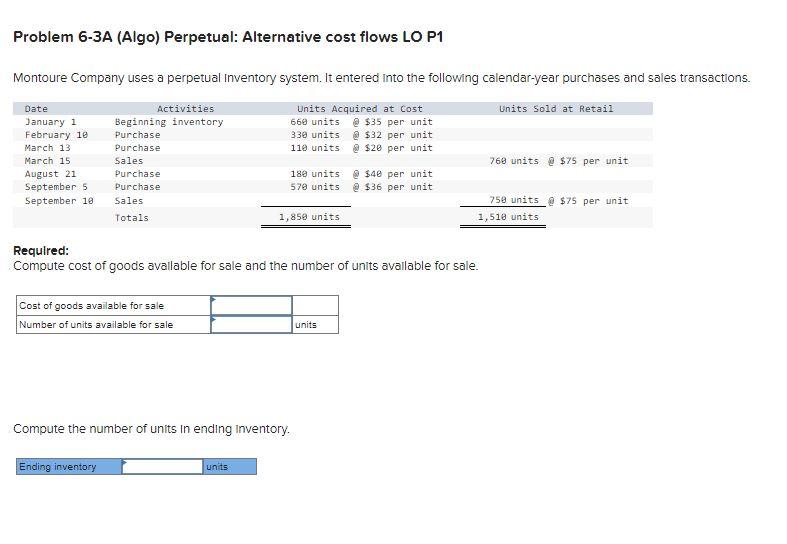 Solved Problem 6-3A (Algo) Perpetual: Alternative cost flows | Chegg.com
