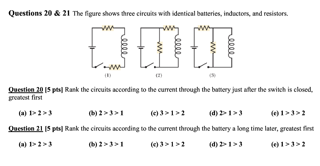 Solved Questions 20&21 The figure shows three circuits with | Chegg.com Solved Questions 20&21 The figure shows three circuits with | Chegg.com