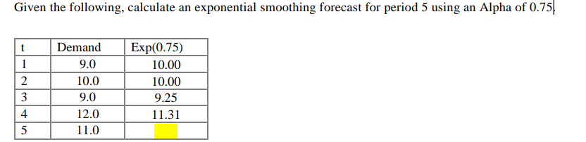 Solved Given the following, calculate an exponential | Chegg.com