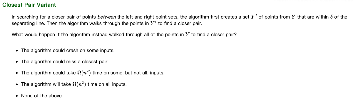 Solved Closest Pair Variant In searching for a closer pair | Chegg.com