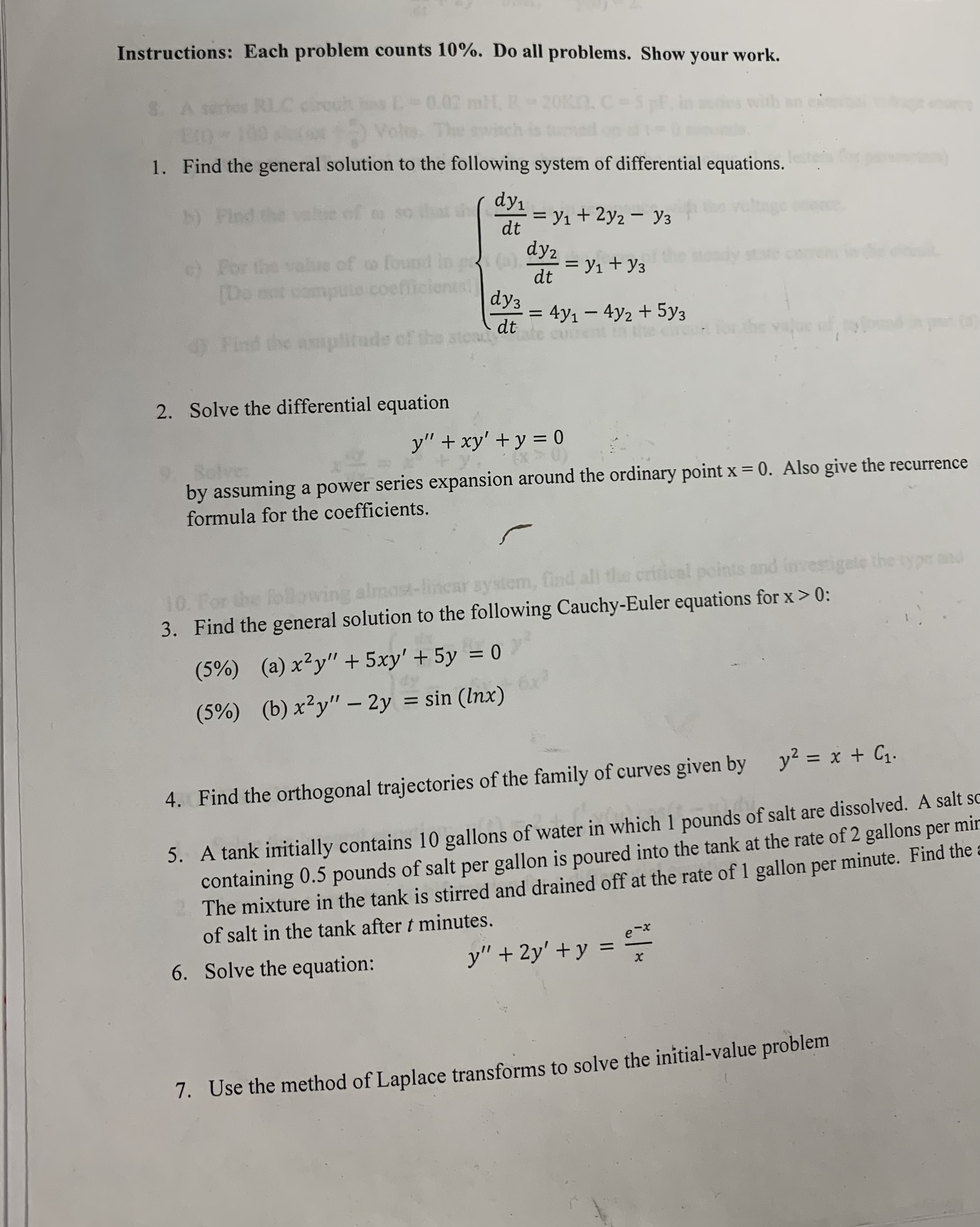 Solved Instructions: Each problem counts 10%. ﻿Do all | Chegg.com