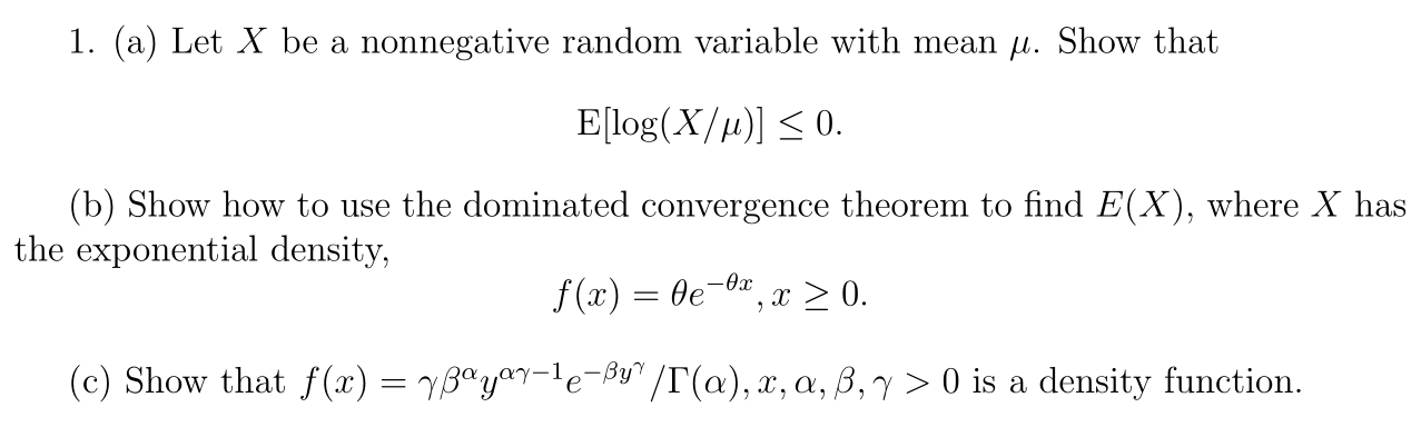 Solved 1. (a) Let X be a nonnegative random variable with | Chegg.com