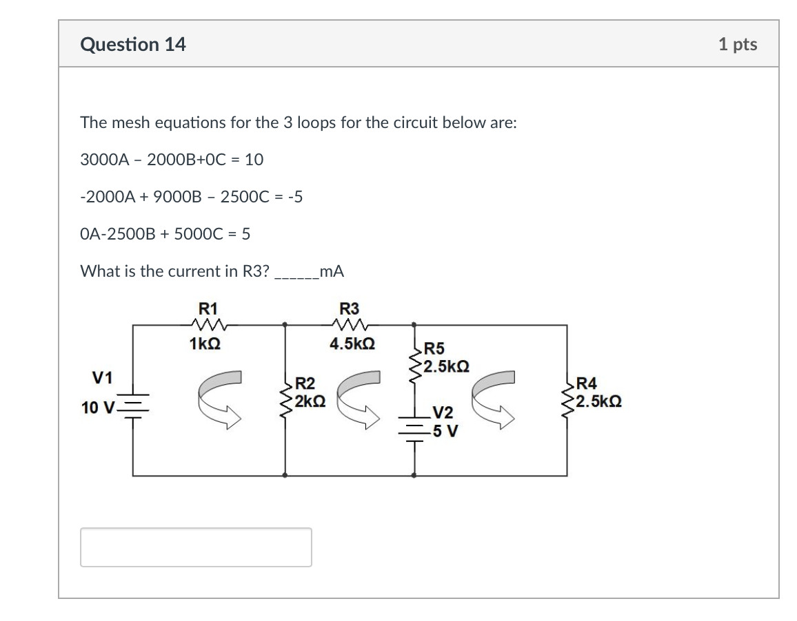 Solved The mesh equations for the 3 loops for the circuit | Chegg.com