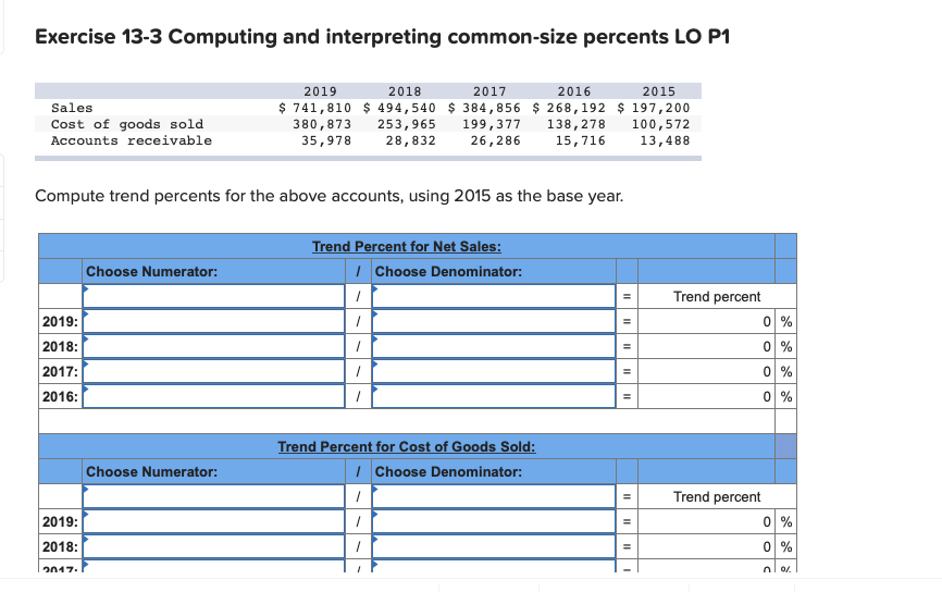 Solved Exercise 13-3 Computing and interpreting common-size | Chegg.com