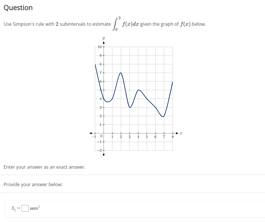 Solved Question Use Simpson's rule with 2 subintervals to | Chegg.com