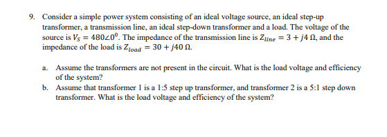 Solved 9. Consider a simple power system consisting of an | Chegg.com