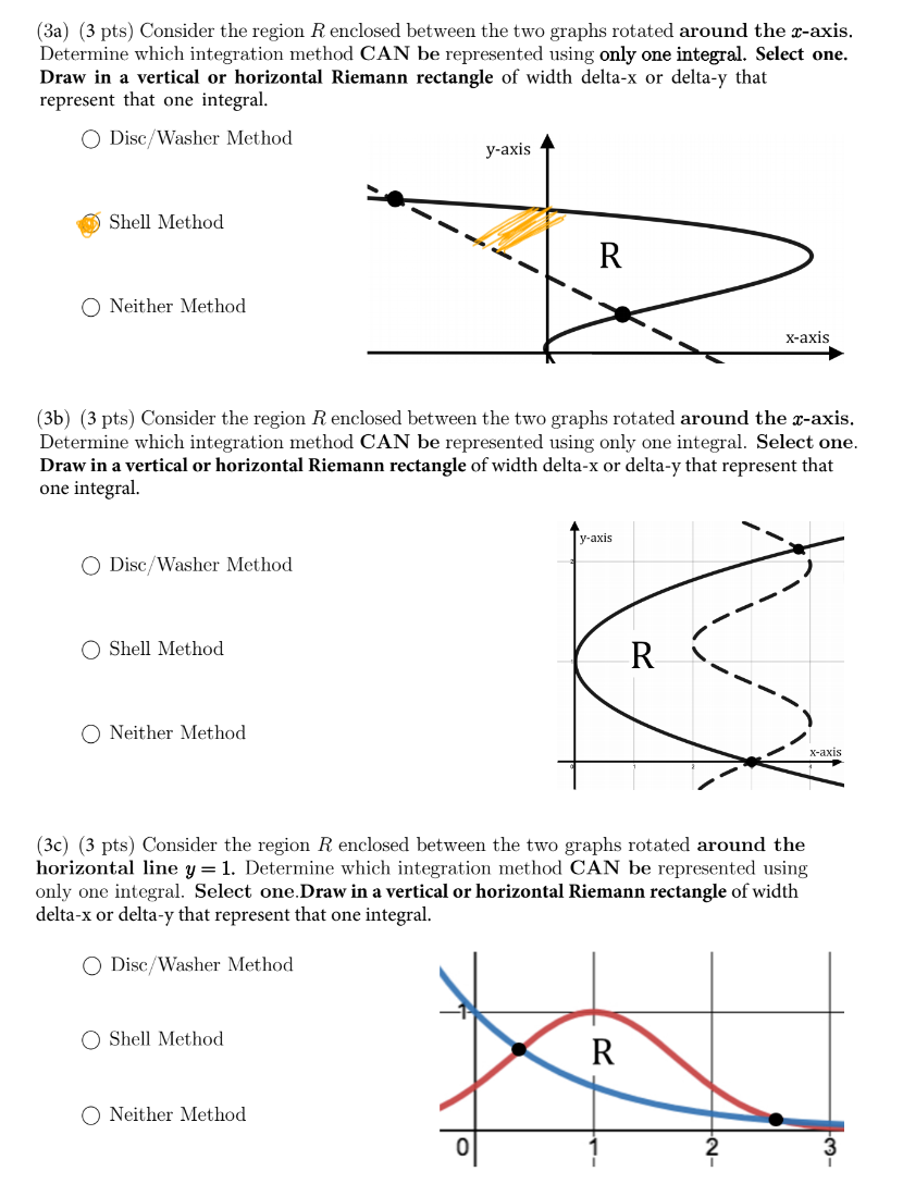 Solved (3b) (3 pts) Consider the region R enclosed between | Chegg.com