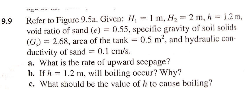 Solved Refer to Figure 9.5a. Given: H1=1 m,H2=2 m,h=1.2 m, | Chegg.com