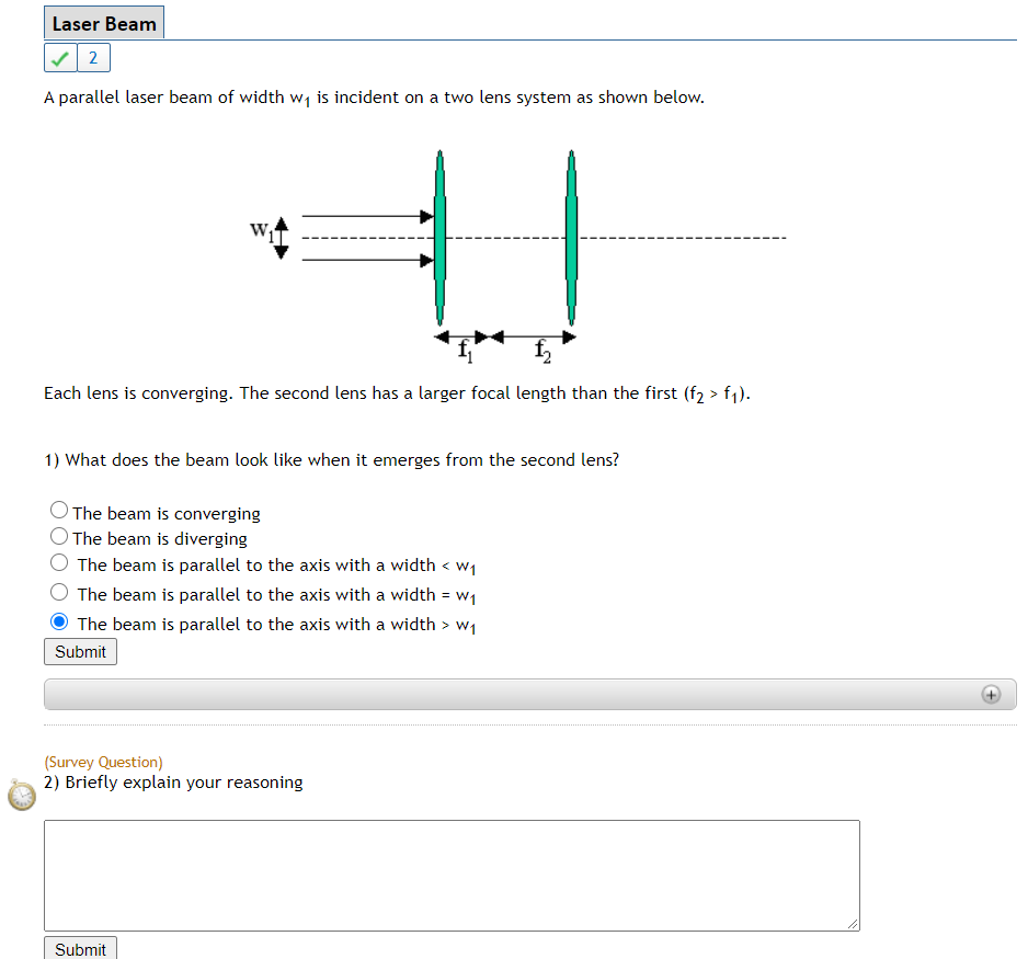 Solved Laser Beam 2 A parallel laser beam of width w1 is | Chegg.com