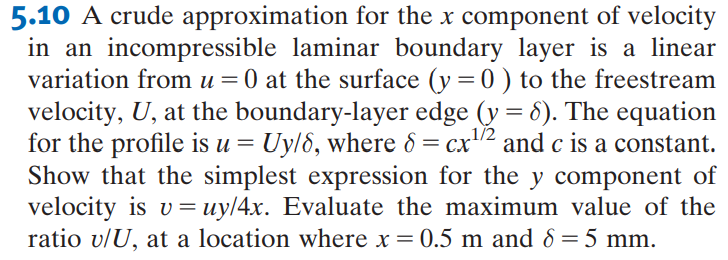 Solved 5.59 A linear approximate velocity profile was used | Chegg.com