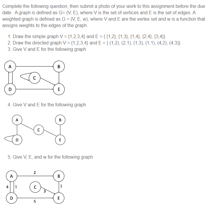 Solved Complete the following question, then submit a photo | Chegg.com