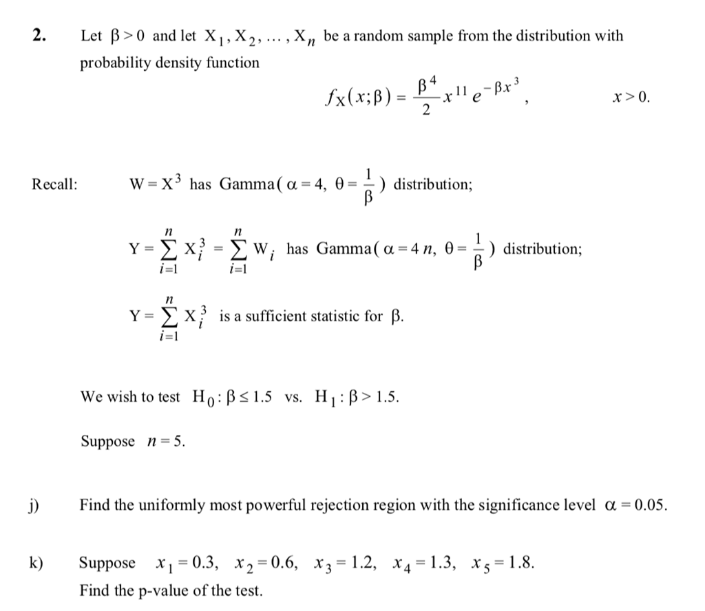 Solved 2. Let B> 0 and let X1, X2, probability density | Chegg.com