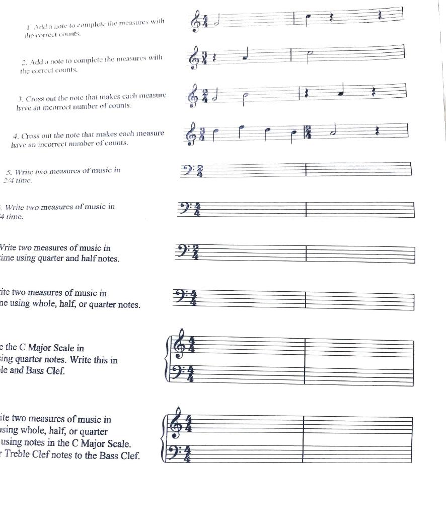 Add a note to complete the measures with the correct | Chegg.com